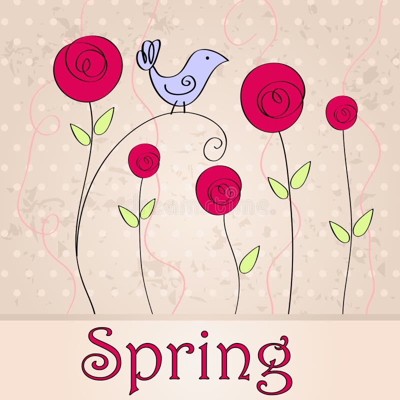 Cute Spring Bird Illustration Stock Vector - Illustration of branch ...