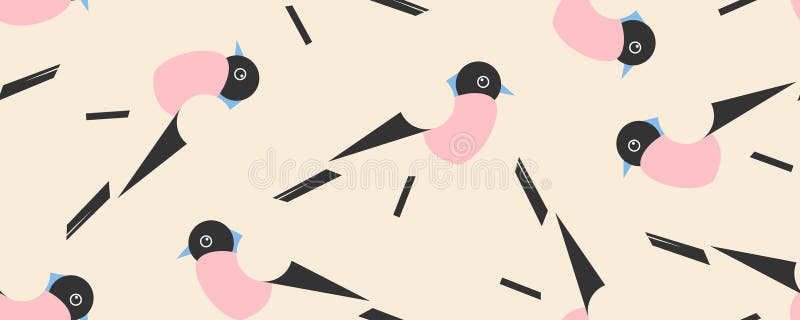 Cute Spring Bird Seamless Pattern. Flat Design Graphic Stock Vector ...