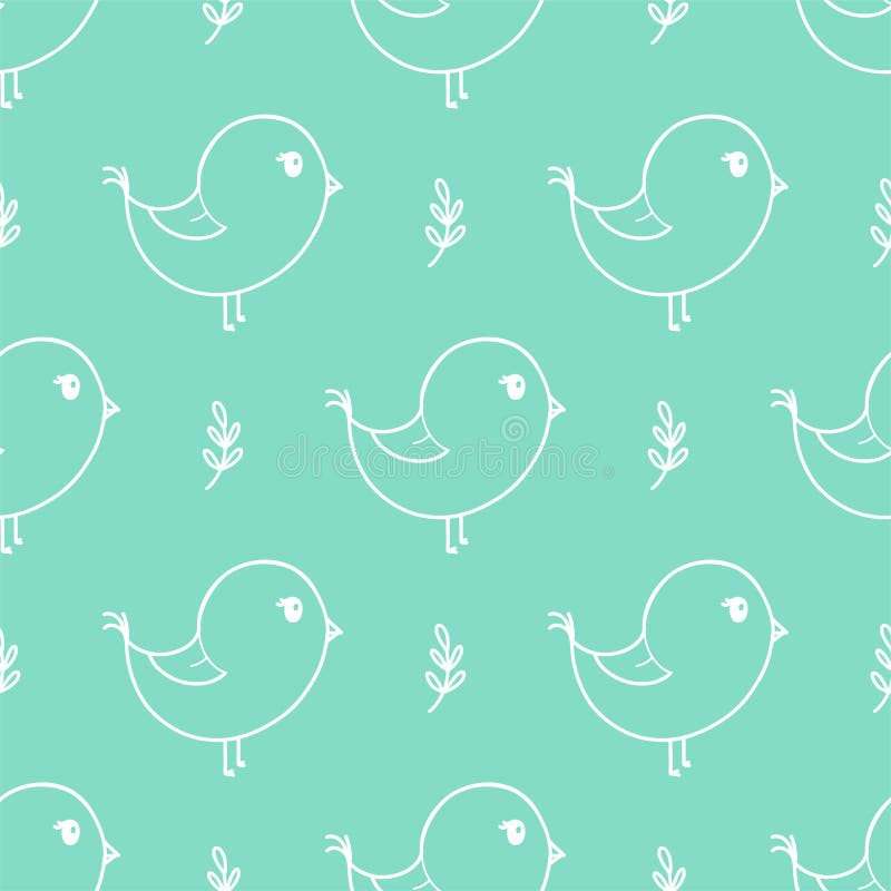 Cute Spring Bird Seamless Pattern Vector Illustration. Stock Vector ...
