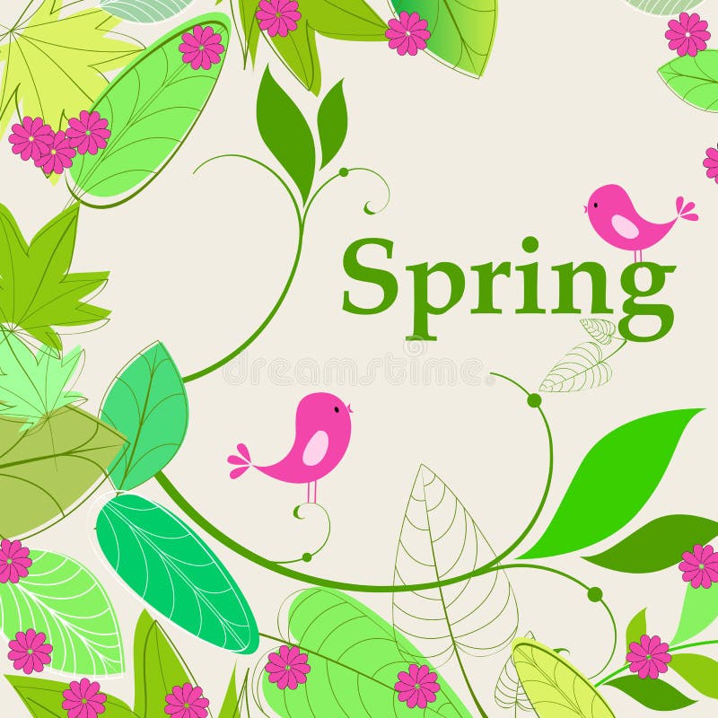 Cute Spring Birds Illustration Stock Vector - Illustration of backdrop ...