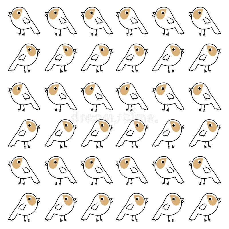 Cute Spring Birds Pattern, Texture, Background Stock Illustration ...