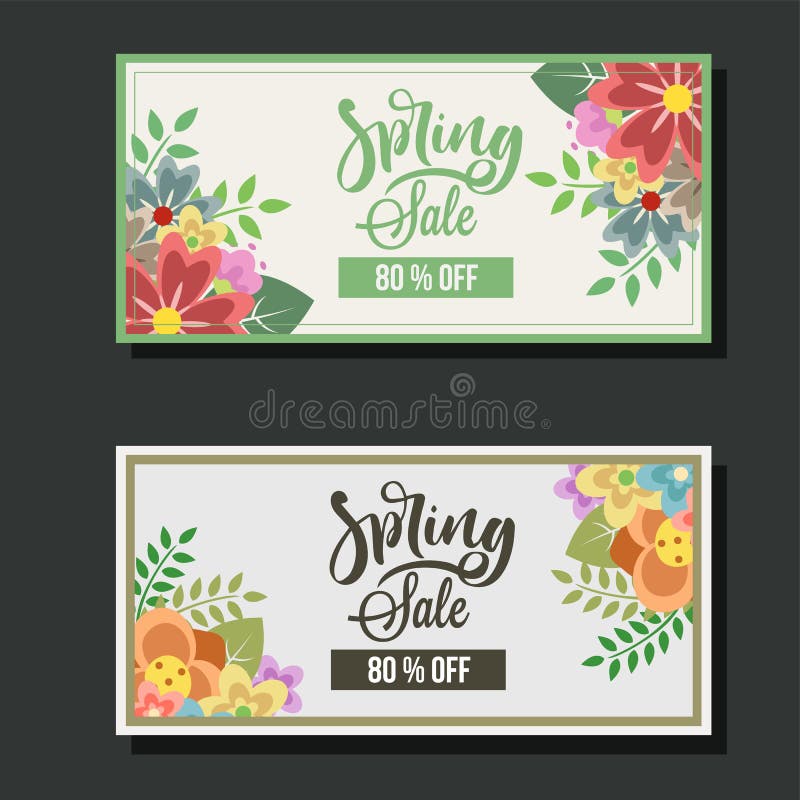 Cute Spring Blossom Flower Sale Banner Stock Vector - Illustration of ...