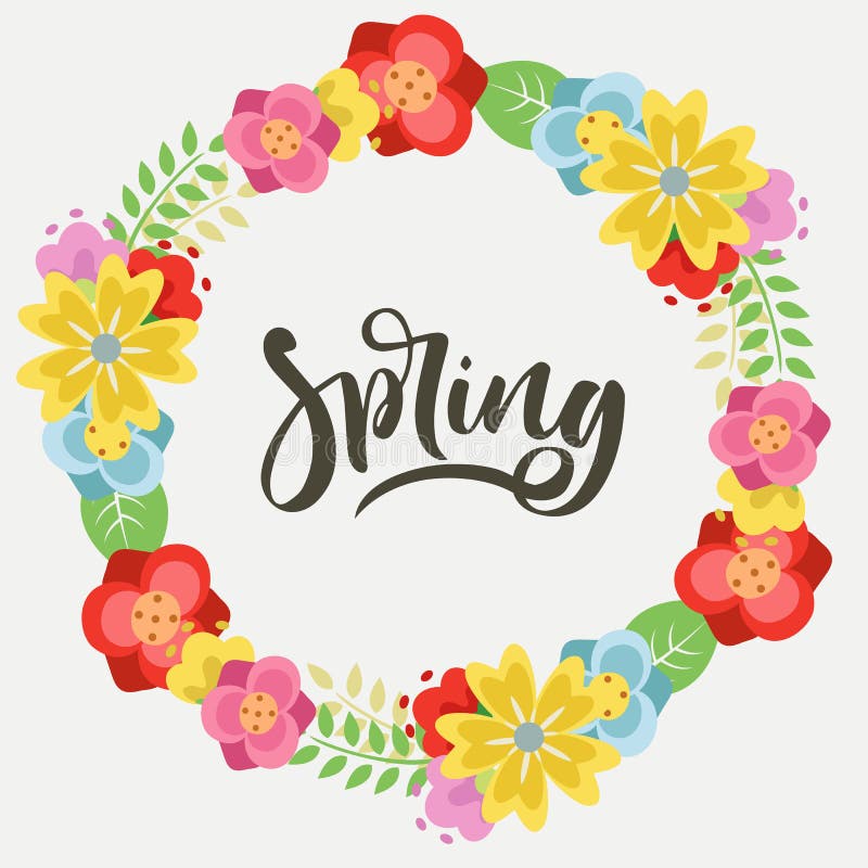 Cute spring blossom wreath stock vector. Illustration of celebration ...