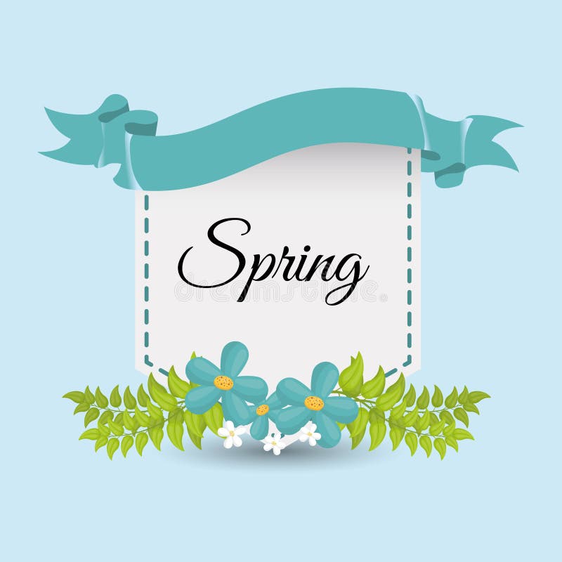 Cute Spring Card Flower and Ribbon Stock Illustration - Illustration of ...