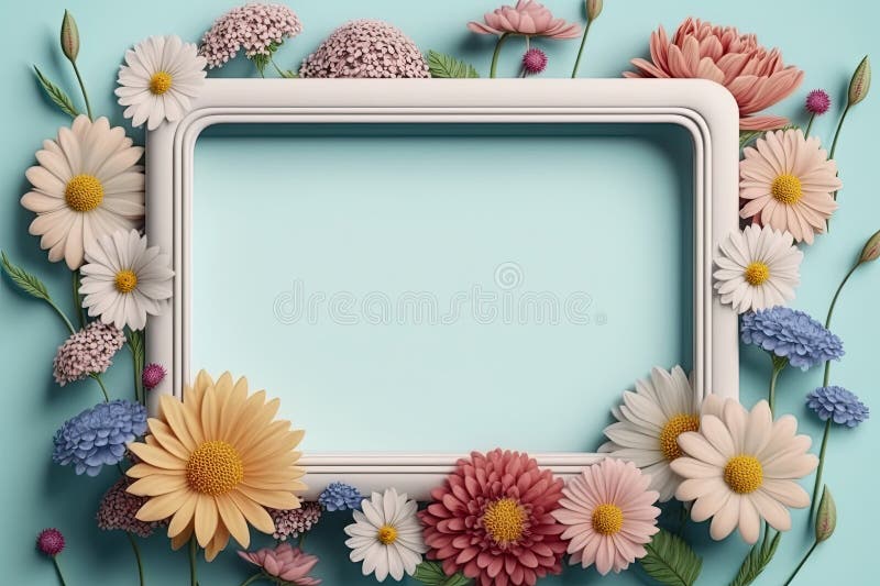 Cute Spring Flower Border Frame. Illustration AI Generative Stock ...