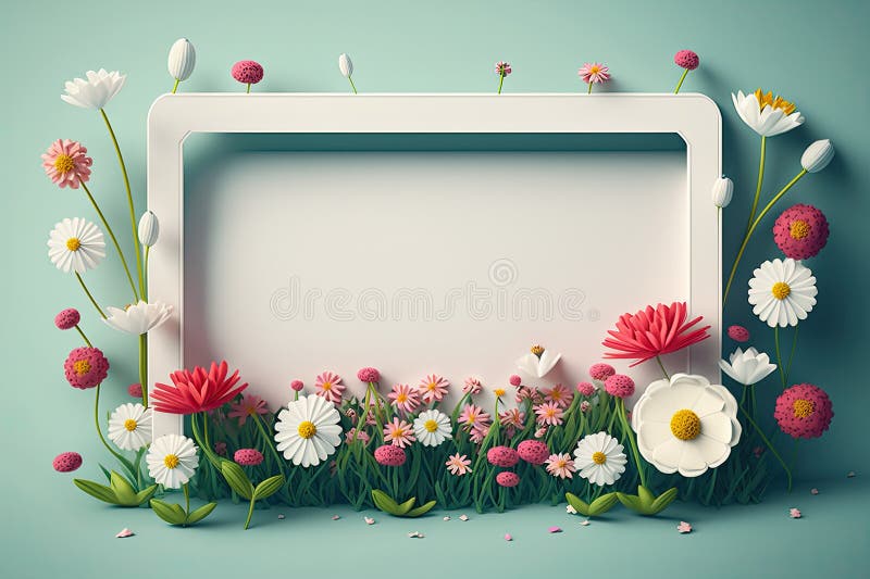 Cute Spring Flower Border Frame. Illustration AI Generative Stock ...
