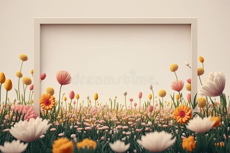 Cute Spring Flower Border Frame. Illustration AI Generative Stock ...