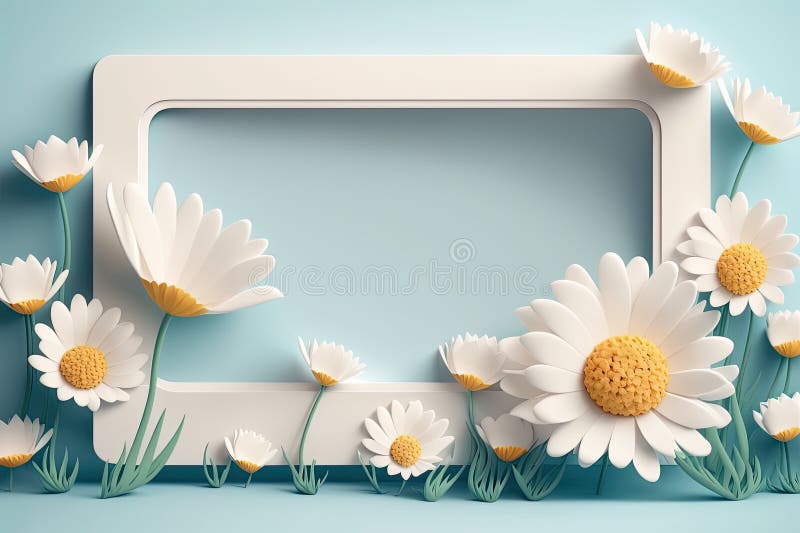 Cute Spring Flower Border Frame. Illustration AI Generative Stock ...