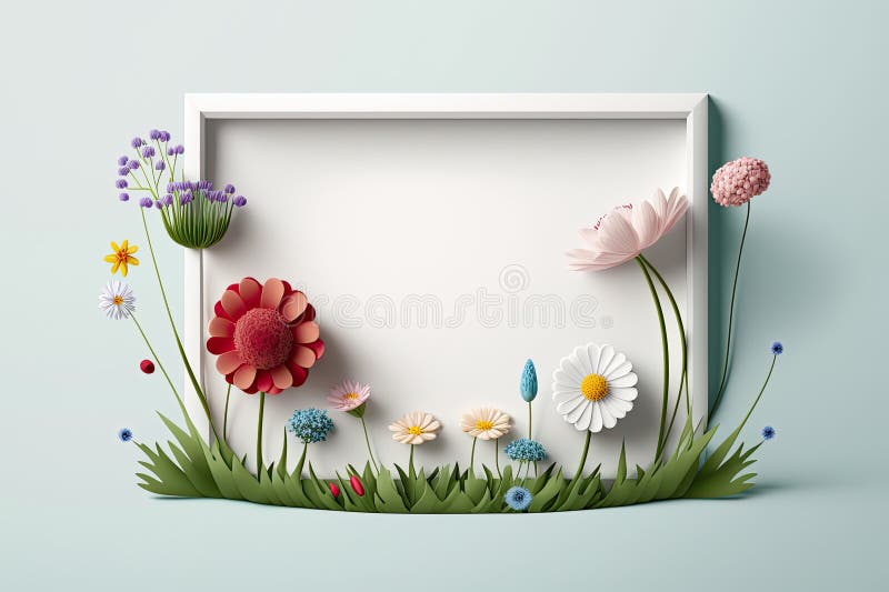 Cute Spring Flower Border Frame. Illustration AI Generative Stock ...