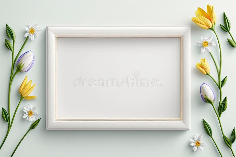 Cute Spring Flower Border Frame. Illustration AI Generative Stock ...
