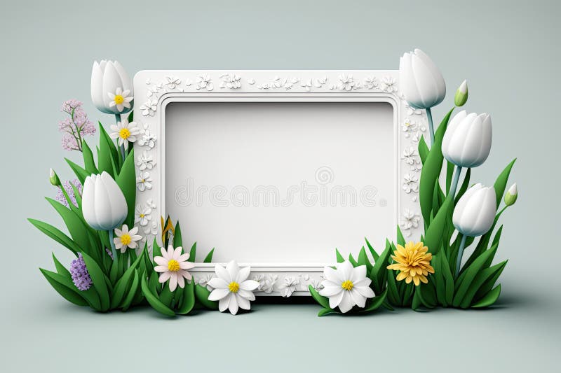 Cute Spring Flower Border Frame. Illustration AI Generative Stock ...