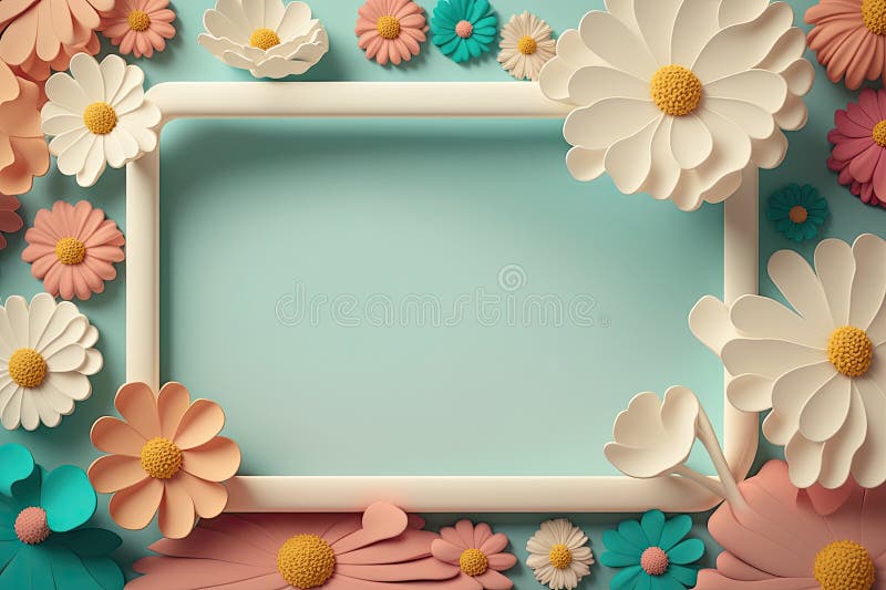 Cute Spring Flower Border Frame. Illustration AI Generative Stock ...