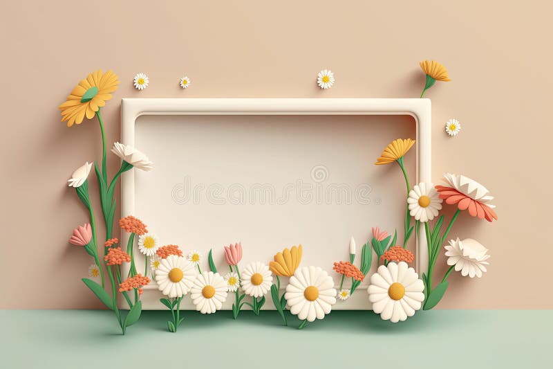 Cute Spring Flower Border Frame. Illustration AI Generative Stock ...
