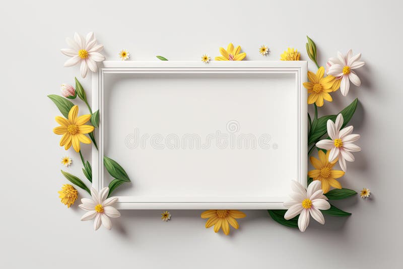 Cute Spring Flower Border Frame. Illustration AI Generative Stock ...