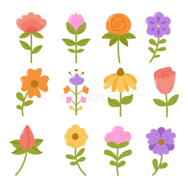 Cute Spring Flower Flat Vector Illustration Stock Vector - Illustration ...