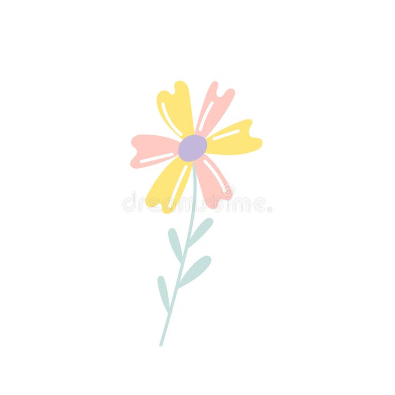 Cute Spring Flower, Vector Illustration in Hand Drawn Style Stock ...