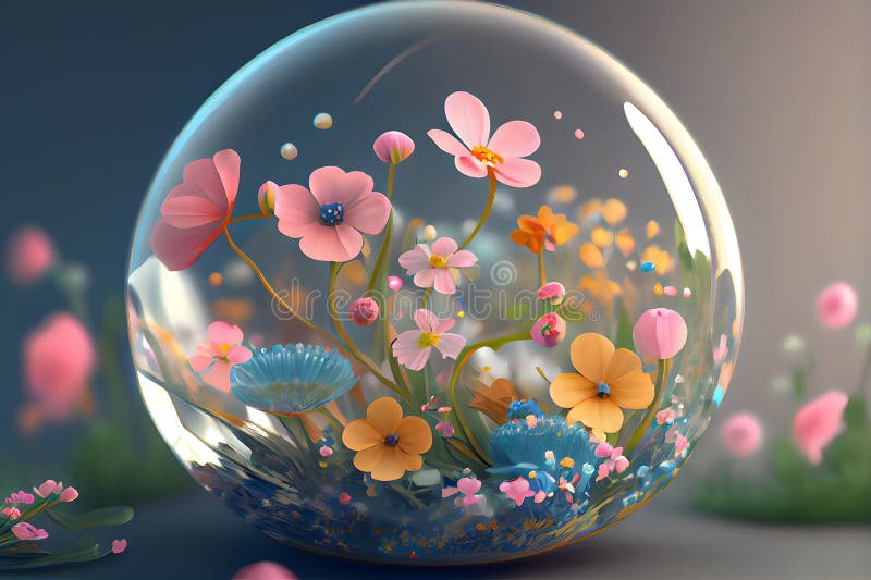 Cute Spring Flowers Bubble Design, 3D Stock Illustration - Illustration of spring, desktops ...