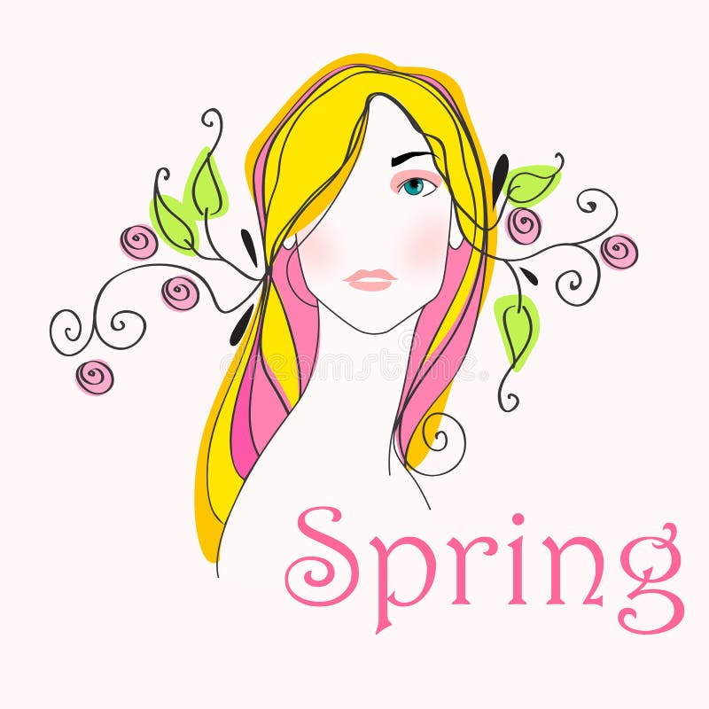 Cute spring girl stock vector. Illustration of flower - 18613726