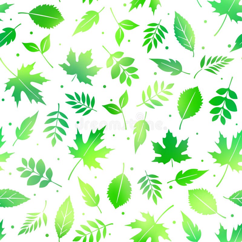 Cute Spring Leaves Seamless Pattern. Vector Spring Repeat Texture with ...