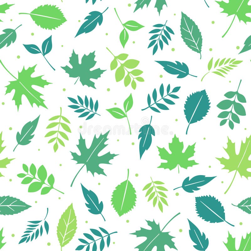 Cute Spring Leaves Seamless Pattern. Vector Spring Repeat Texture with ...