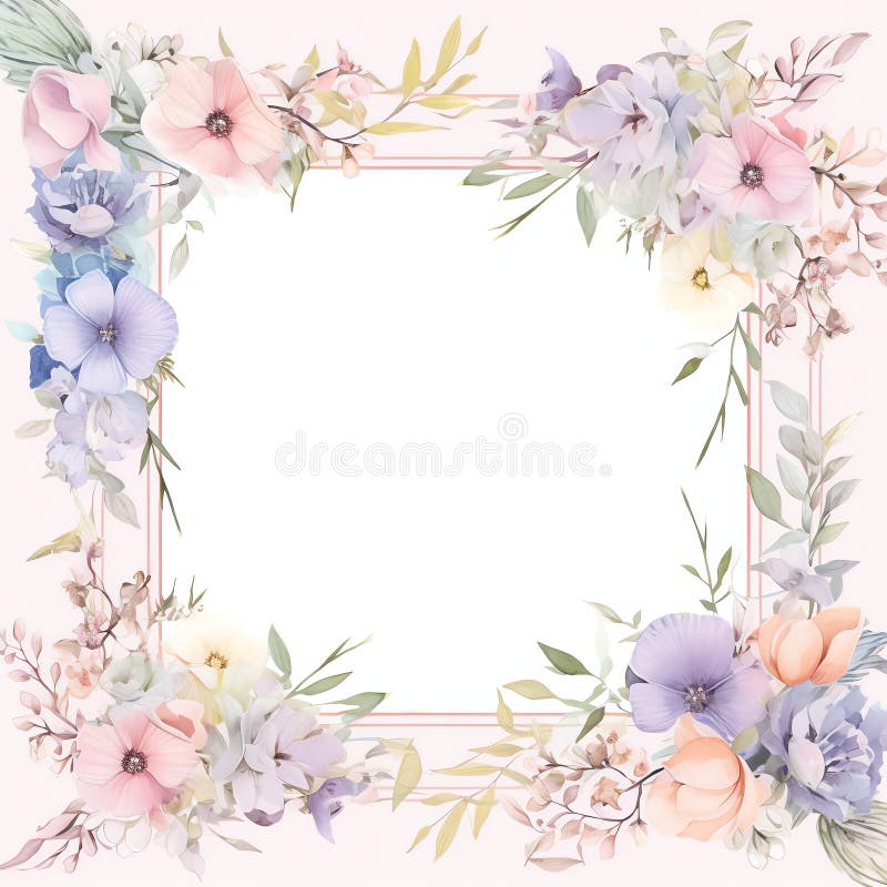 Cute Spring Posies Floral Frame Watercolor Stock Illustration ...