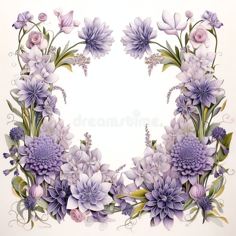 Cute Spring Posies Floral Frame Watercolor Stock Illustration ...