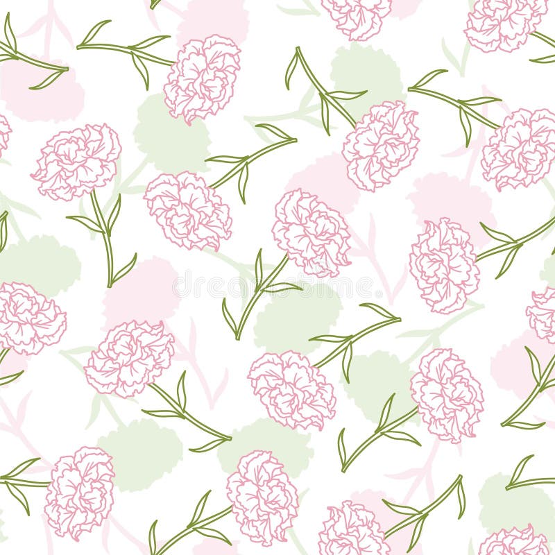 Cute Spring Season Soft Pink and White Carnation Stock Vector ...