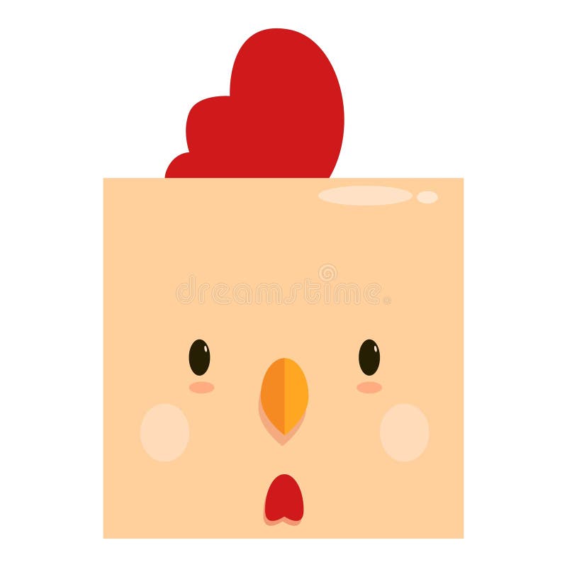 Cute Square Chicken Surprised Face Expression Stock Illustration ...