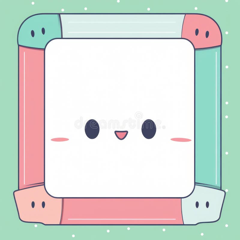A Cute Square Frame with a Smiley Face on it Stock Illustration ...