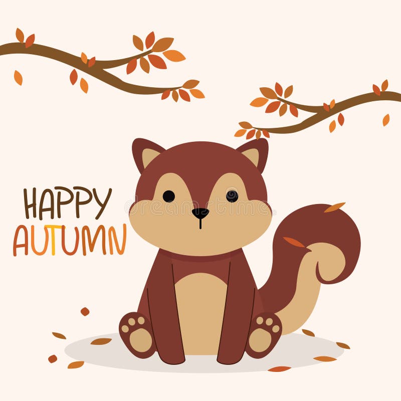 Cute Squirrel Autumn Animal Character Vector Stock Vector ...