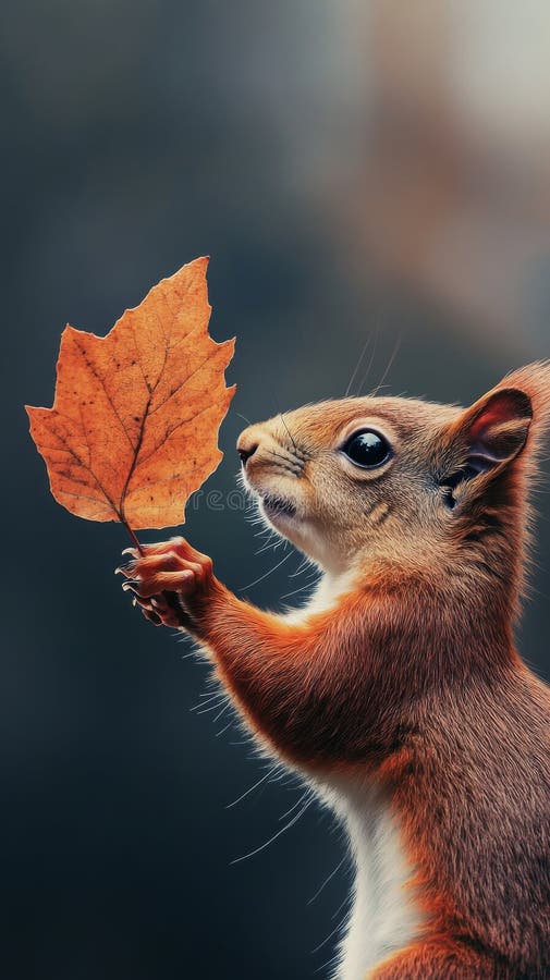Cute Squirrel in Autumn Leaves. Generative AI. Stock Illustration ...