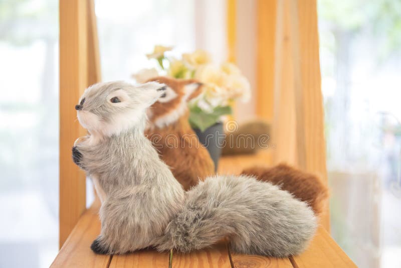 Cute Squirrel Doll on the Table for Decoration. Stock Photo - Image of ...