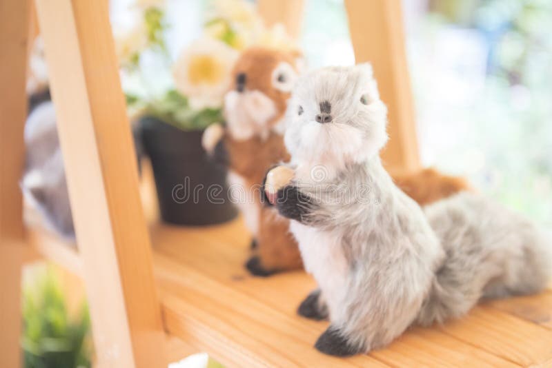Cute Squirrel Doll on the Table for Decoration. Stock Photo - Image of ...