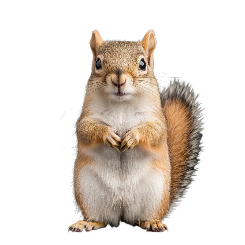 Cute Squirrel with Fluffy Tail on Transparent Background Stock Image ...