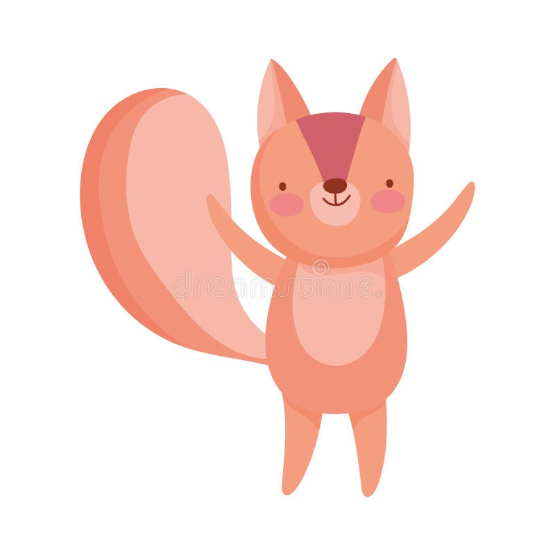 Cute Squirrel Hands Up Animal Cartoon Character Stock Vector ...