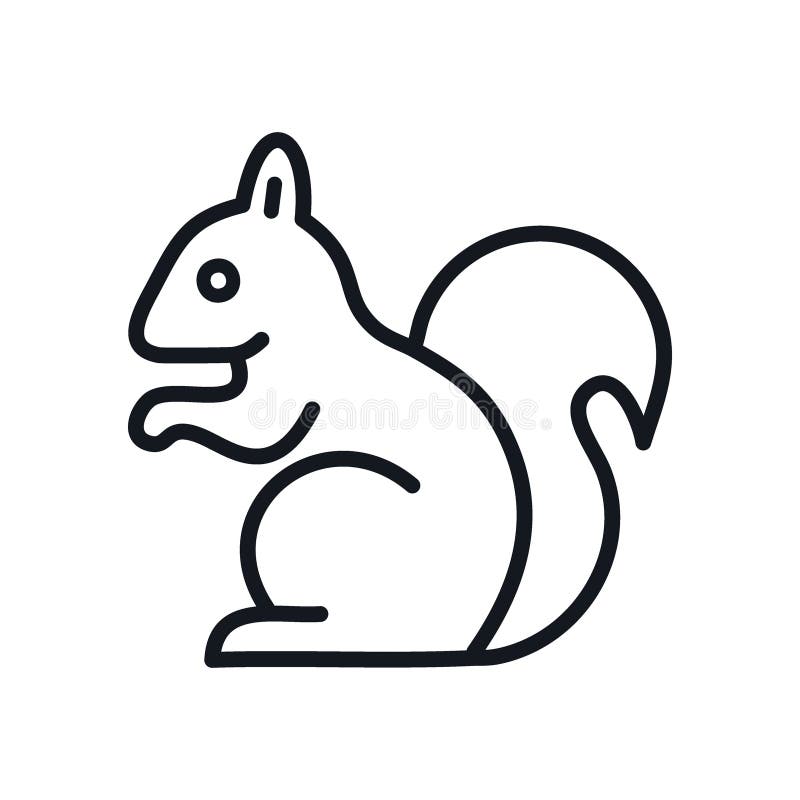 Cute Squirrel Icon. Simple Line Art Illustration of a Squirrel with Bushy Tail, Sitting Stock ...