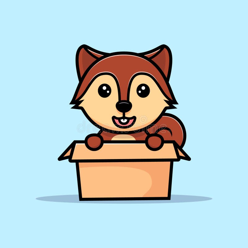 Cute Squirrel Inside Box Mascot Character. Animal Icon Illustration ...