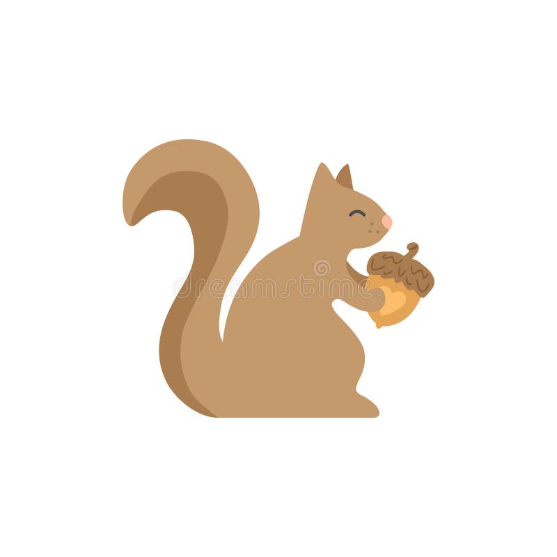 Cute Squirrel with Nut Vector Cartoon Illustration Stock Vector ...
