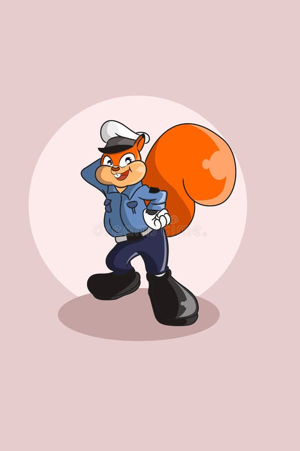Cute Squirrel Police Character Design Illustration Stock Vector ...