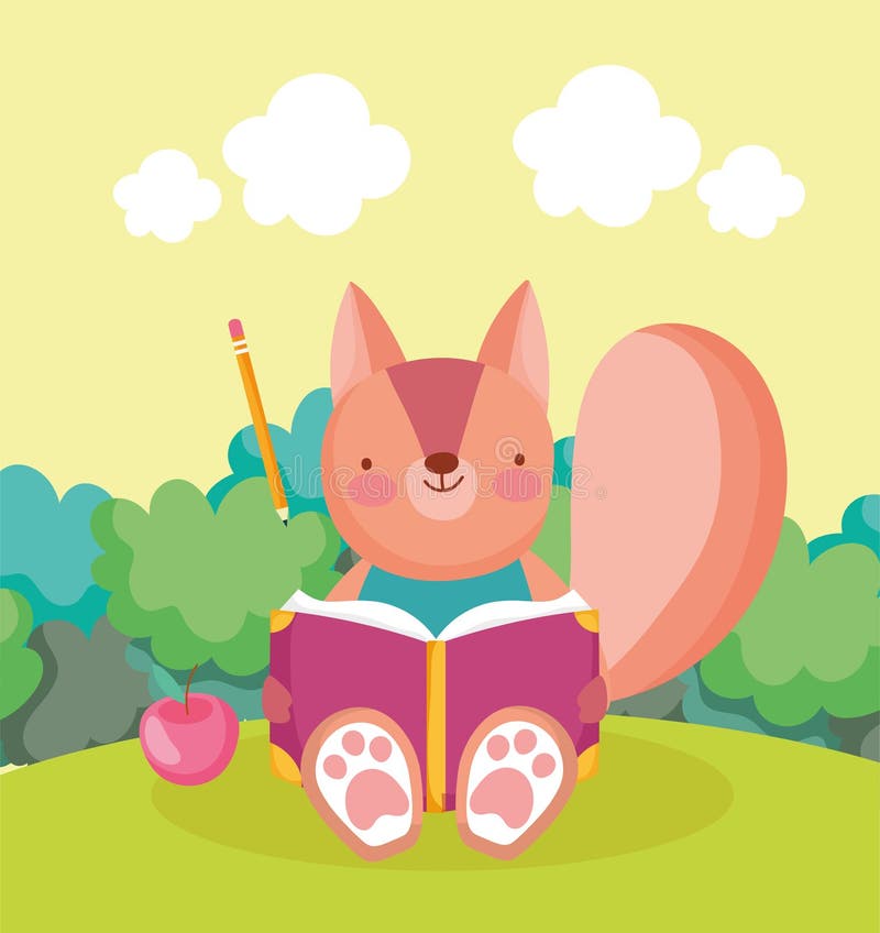 Squirrel Reading Book Stock Illustrations – 406 Squirrel Reading Book ...