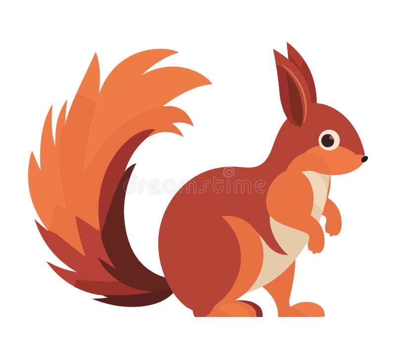 Cute Squirrel Sitting Isolated Vector Stock Vector - Illustration of ...