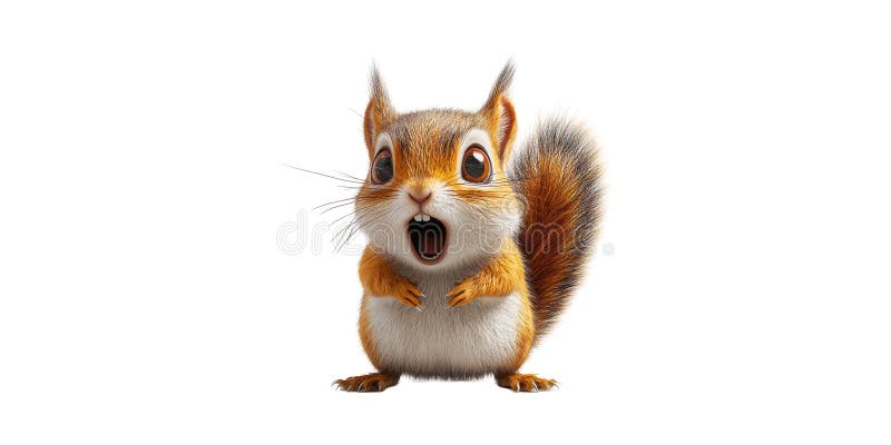 Cute Squirrel with Surprised Expression. Adorable Cartoon Character ...