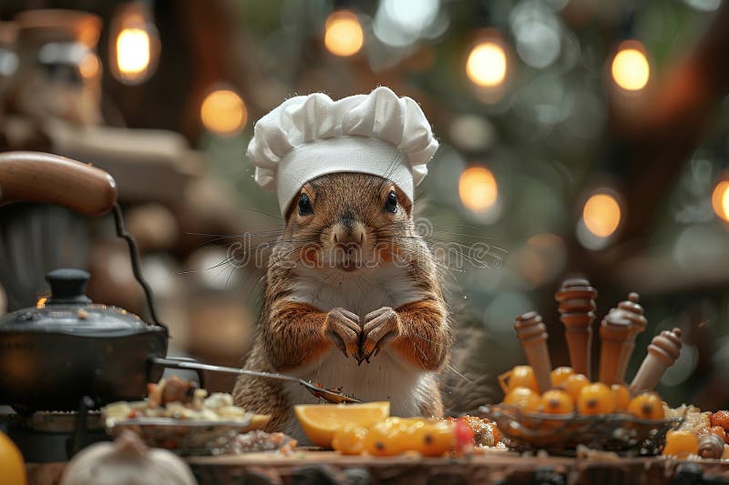 Squirrel Chef stock illustration. Illustration of spoon - 328584209