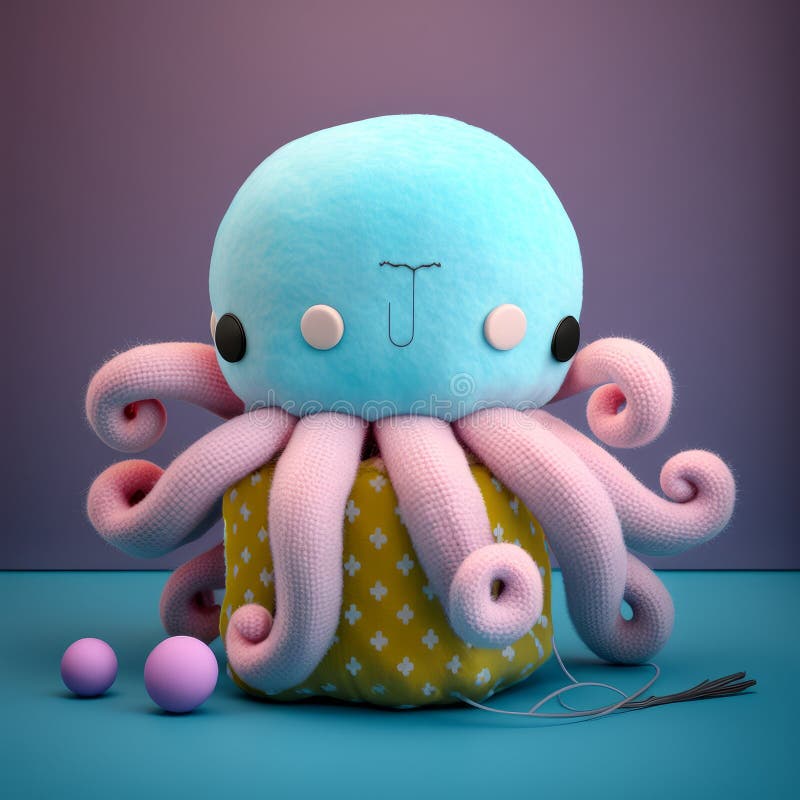 Cute Squishy Octopus Plush Toy Stock Illustration - Illustration of ...