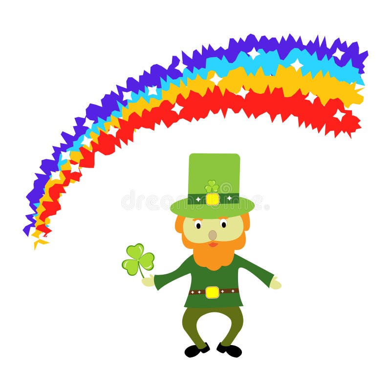Cute Leprechaun Rainbow Clipart
