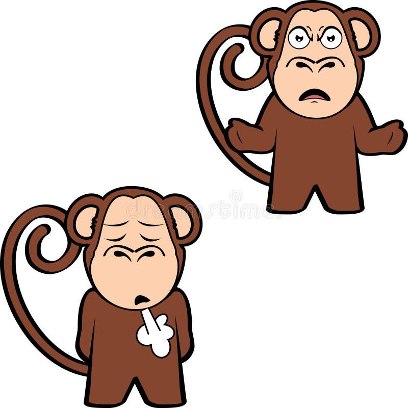 Cute Standing Monkey Cartoon Expressions Pack Stock Vector ...