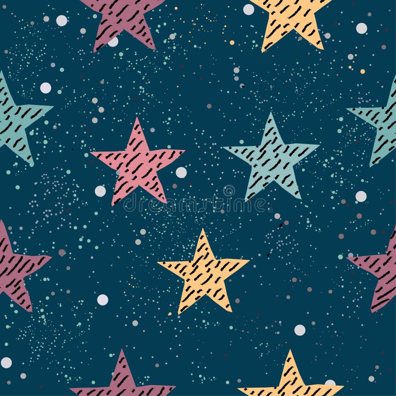 Cute Star Background. Seamless Pattern with Stars Stock Illustration ...