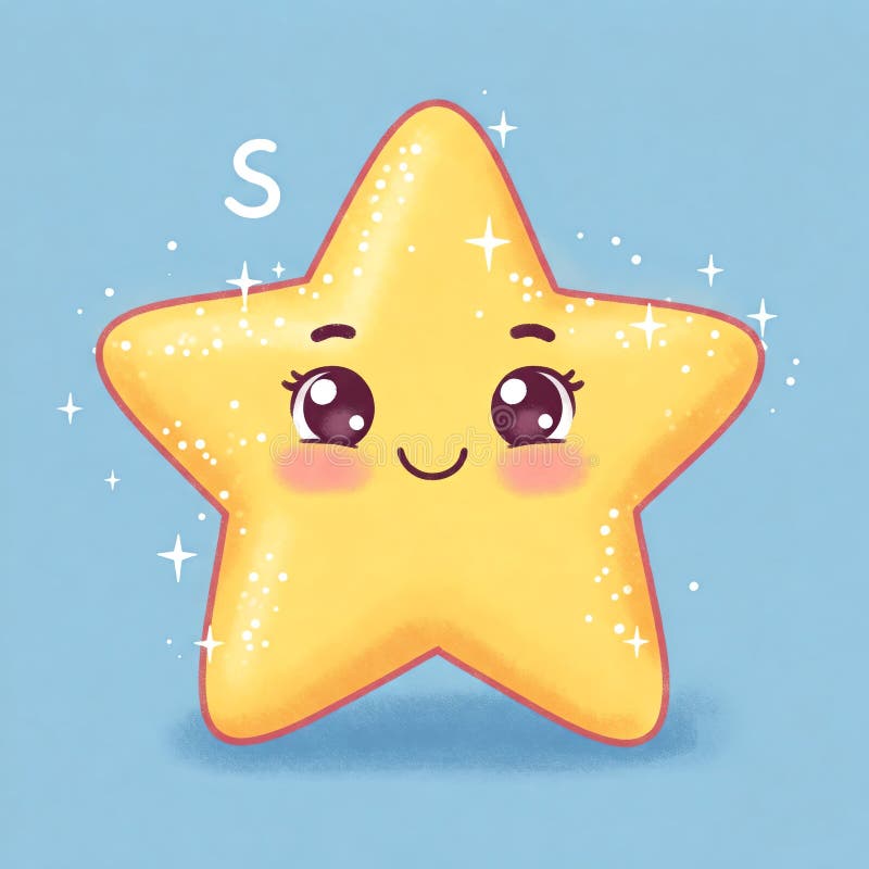 Cute Star Character with a Smiling Face Stock Illustration ...