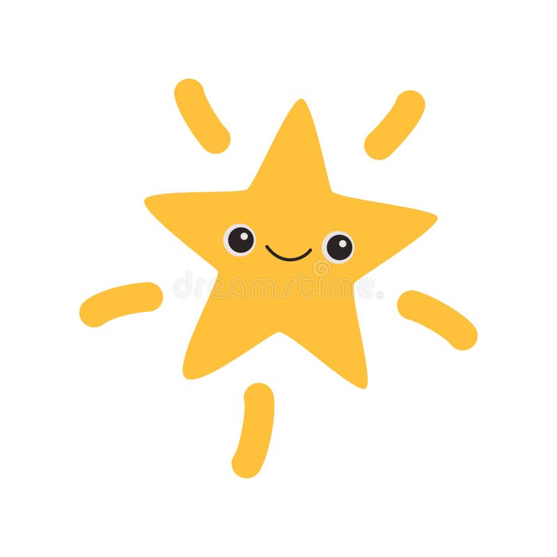 Cute Star with Smiling Face Stock Vector - Illustration of child ...