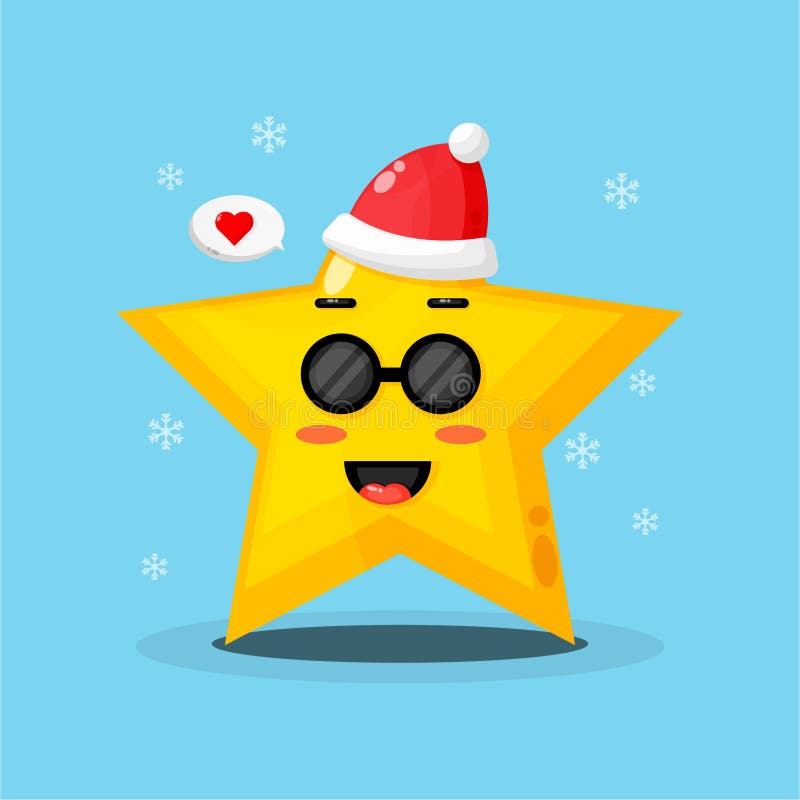 Cute Star Wearing a Christmas Hat Stock Vector - Illustration of ...